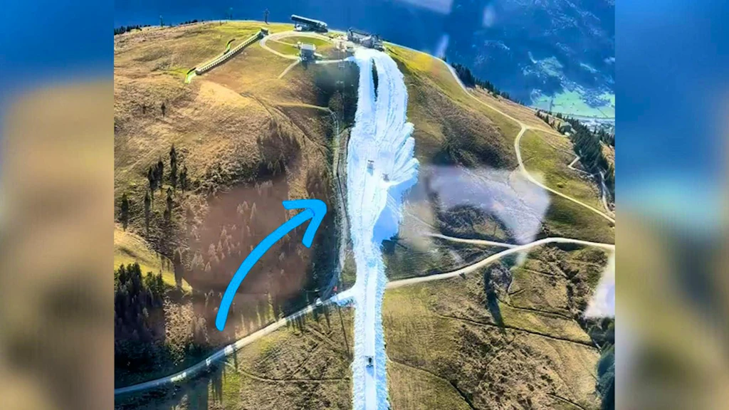 This slope is made of snow from last season