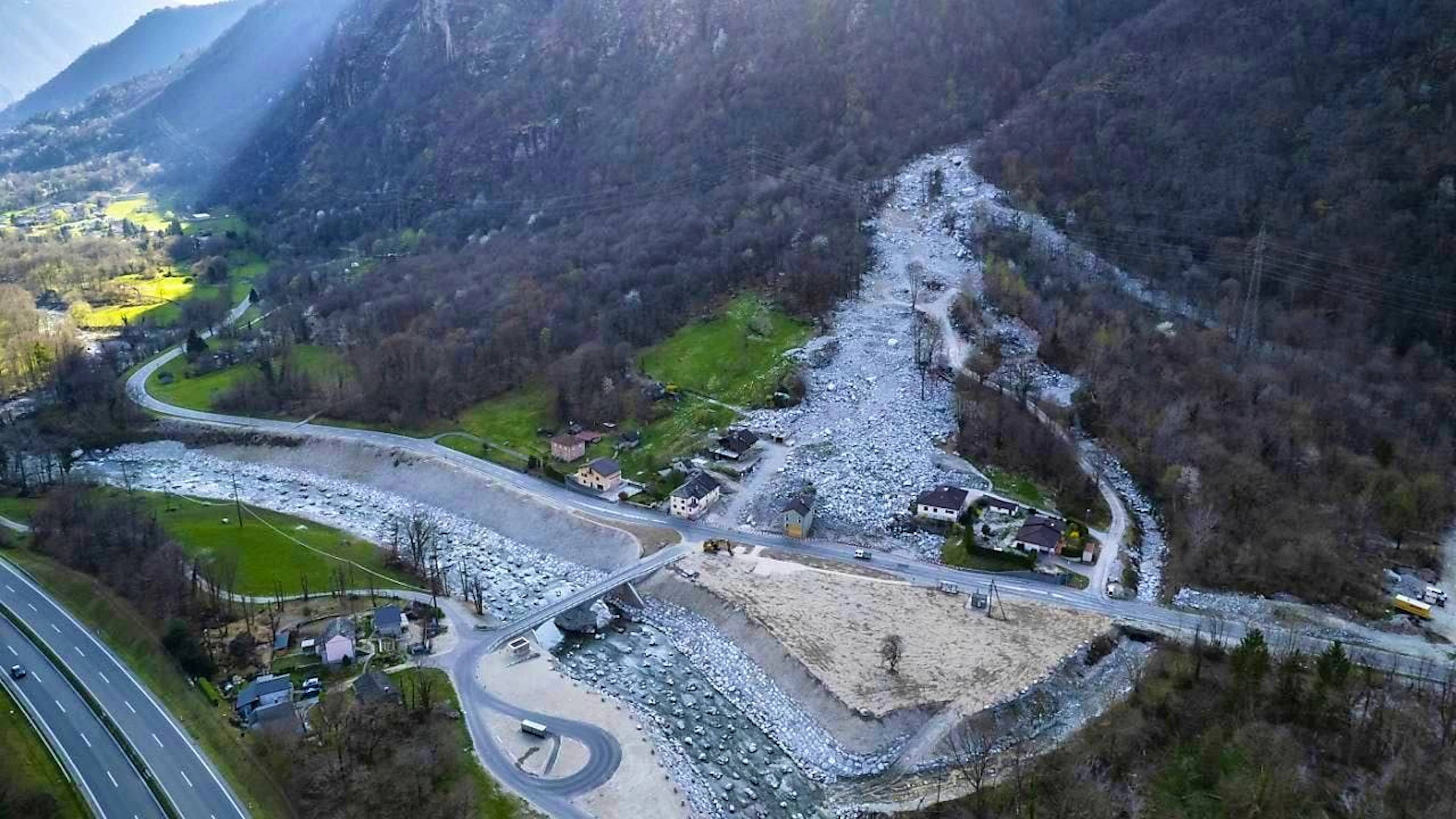 Red zone after storm disaster for part of Sorte in Misox