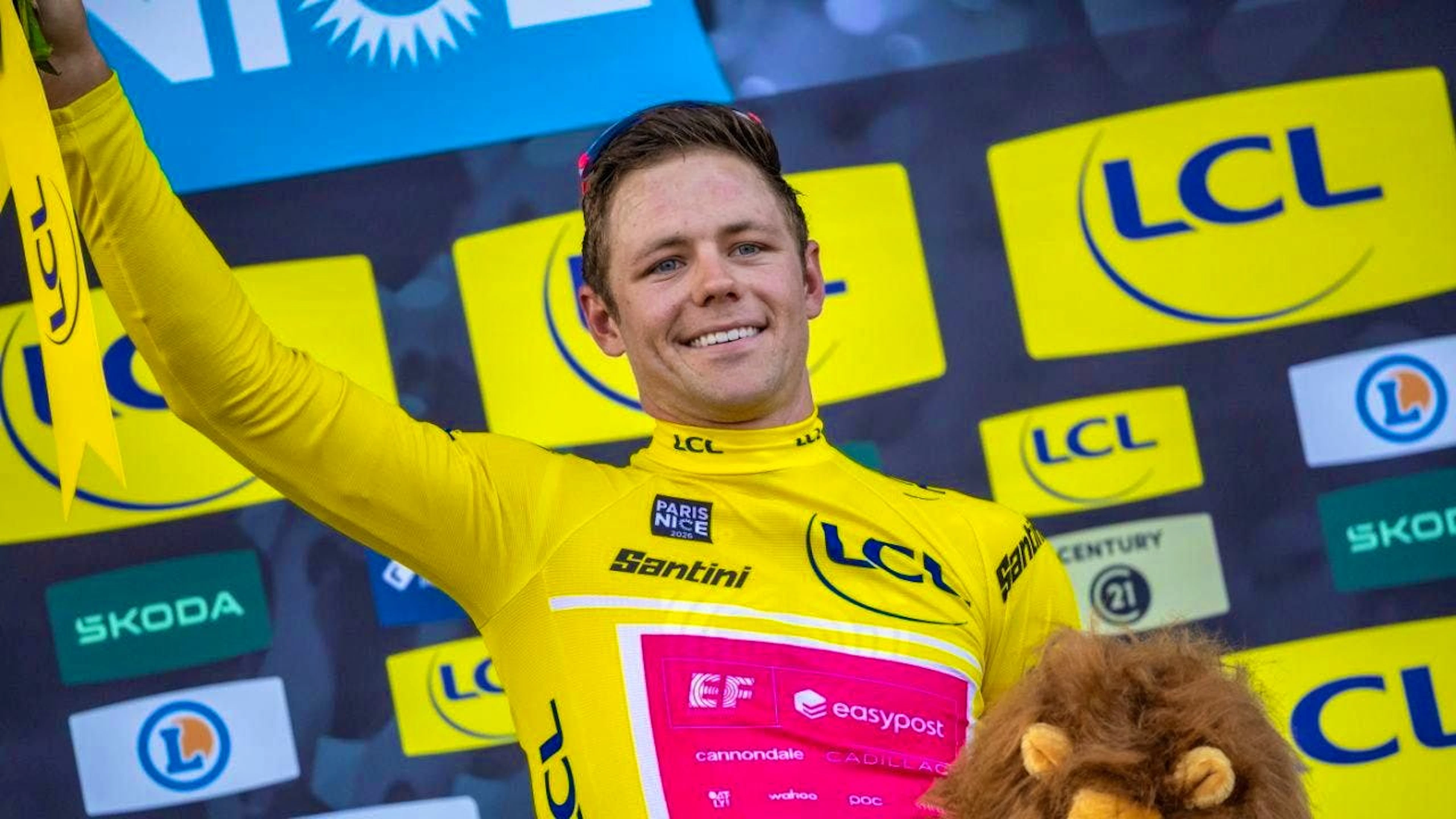 Luke Lamperti in yellow after the first stage